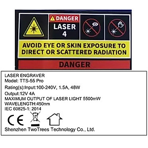 TTS-55 PRO 5500mW Laser Engraver Machine Laser Cutter Laser Cutting Engraving Tool for Wood Metal Aluminum Glass Leather