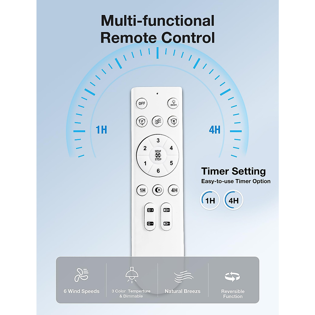 warmiplanet Flush Mount Ceiling Fans with Lights and Remote Control, 52-Inch,3 CCT Dimmable Light, Reversible Noiseless 6 Speeds DC Motor, Timer, Nickel Brushed, 4-Blades