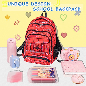 HotAdsFW Spider Backpack for Boys 4 5 6 7 8 9 Elementary Kids School Backpack Bookbag for Girls 8-10 School Bag for Kindergarten Primary Middle School