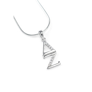 The Collegiate Standard Delta Zeta Sorority Sterling Silver Lavaliere Necklace with CZs