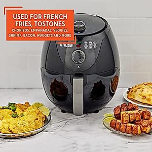 IMUSA 3.3 Quart Black Electric AIr Fyer with Multi Function Knob, 1200 Watts