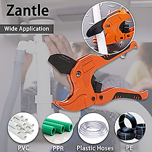 Zantlea Pipe and Tube Cutter, Ratcheting Hose Cutter One-hand Fast Pipe Cutting Tool with Ratchet Drive for Cutting Less Than 1-1/4" O.D. PEX, PVC, and PPR Pipe