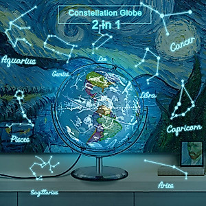 Illuminated World Globe For Kids, Desk Globe Night Light with Stand
