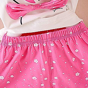 Easter Outfits Baby Girl Clothes Summer Outfits Short Sets 2 Pieces with T-Shirt + Short Pants (Red, 12-18 Months（80）)