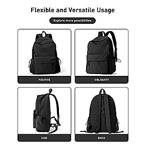 Black Backpack for Women Men, Waterproof High School Bookbag,Lightweight Casual Travel Daypack,Classic Basic College Backpack,Middle School Bag for Teen Girls Boys