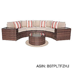 SUNSITT Rattan PE Resin Wicker Patio Side Table 2-Pack Sofa Wedge End Table with Tempered Glass Top, Brown