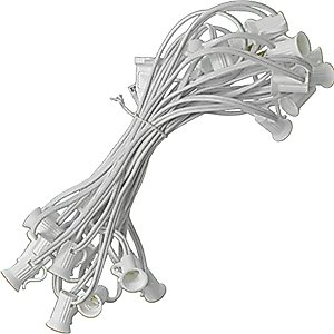 EST. LEE DISPLAY L D 1902 Outdoor Patio String Light Cords with Male & Female Plugs Green & White Wire 12in Spacing Sockets, 25FT Length (White, C7 - E12)