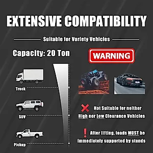 Torin 20 Ton (40,000 LBs) Capacity Pneumatic Air Hydraulic Heavy Duty Bottle Jack with Manual Pump for Trucks, ATA92006B , Black