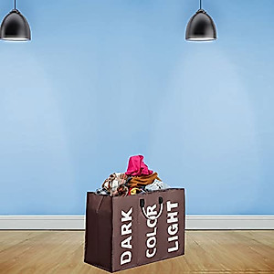 Yuehuamech Laundry Baskets 3 Sections Laundry Hamper with Handles Collapsible Dirty Clothes Sorter Basket Laundry Basket Bag Washing Bin for Closet Dorm Bathroom