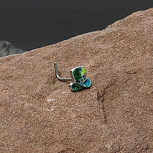 Body Candy Womens 20G 7mm 316L Steel L Shaped Nose Ring Top Hat Shamrock Mens Nose Stud Body Piercing Jewelry