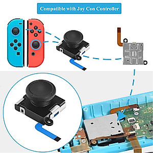 3D Replacement Joystick Analog, Thumb Stick for Nintendo Switch, 2-Pack Analog Joystick Replacement with 2pcs Thumb Stick Caps & Screws (Black)