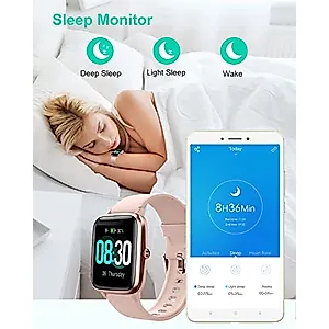 GRV Smart Watch for iOS and Android Phones, Watches for Women IP68 Waterproof Smartwatch Fitness Tracker Watch with Heart Rate/Sleep Monitor Steps Calories Counter (Pink)