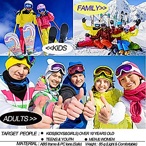 Yidomto Ski Goggles, Pack of 3 Snowboard Goggles for Kids,Boys,Girls,Youth, Mens,Womens,with UV Protection,Windproof,Anti Glare(Black-Pink-Blue)