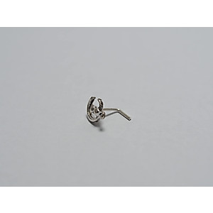 18, 20 Gauge Nose Stud,Cat on the moon Nose Stud,Animal nose screw, Jewelry Nose Stud, Body Piercing Jewelry, Nose Piercing, Body Jewelry (18g Left Screw)