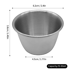 NANSHINE 8pcs Salad Dressing Container To Go, 2.4oz/70ml Stainless Steel Condiment Containers with 4 Colors Silicone Lids, Leakproof Dipping Sauce Cups For Lunch Box, Picnic, Travel