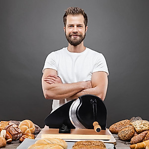 Manual Bread Slicer Versatile Hand-Crank Bread Slicer Manual Rotary Bread Slicer stainless steel slices for Butter, Chocolate, Sausage etc Adjustable Width 0.78'' for Homemade & Commercial Use