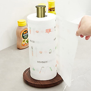 NDFECT Wood Paper Towel Holder Countertop, Farmhouse Kitchen Paper Towel Holder Stand with Wooden Base, Rustic Walnut Paper Towel Roll Holder