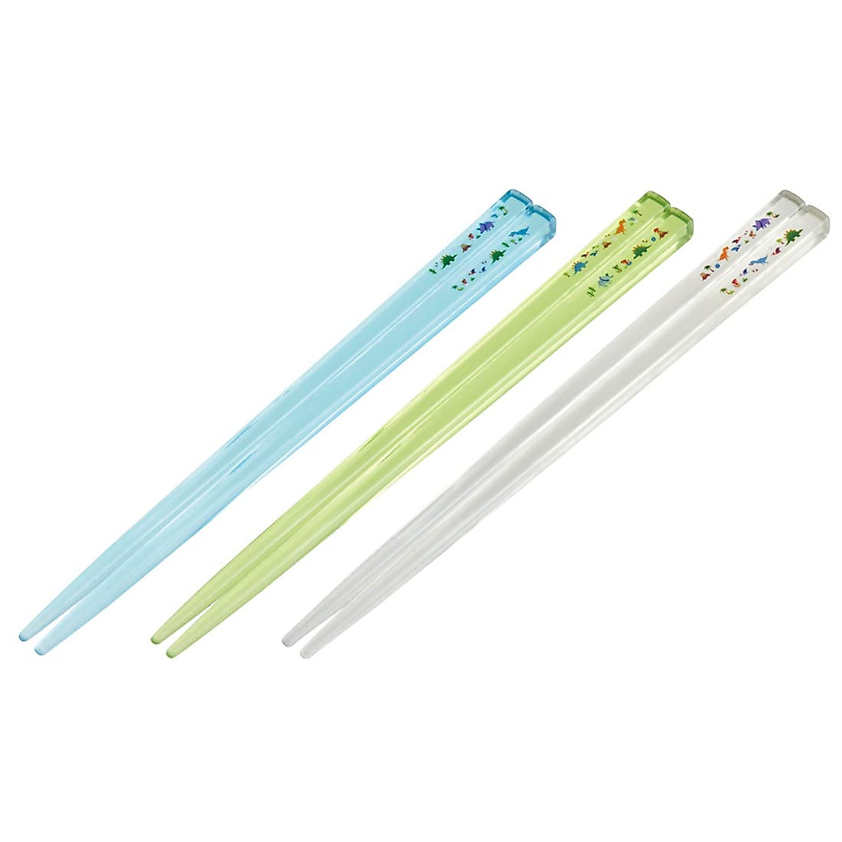 Skater AA2T-A Clear Acrylic Chopsticks, 6.5 inches (16.5 cm), Set of 3, Dinosaurus, Made in Japan