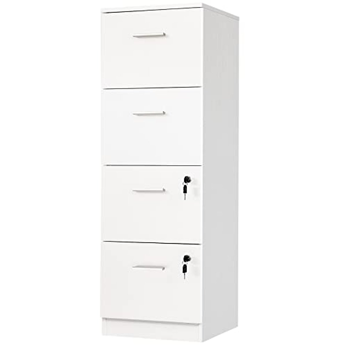 YITAHOME 4-Drawer File Cabinet with Lock, 15.86" Deep Vertical Filing Cabinet, Storage File Drawers for Letter A4-Sized Files, Need to Assemble, White