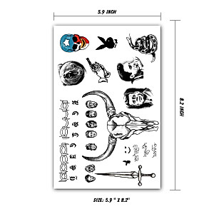 Temporary Face Tattoos, Playboy Bunny Tattoo Prisoner Tattoos, Fake Barbed Wire Tattoo Sticker Set for Halloween Costume