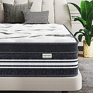 Naiveer Queen Mattress 10 Inch, Memory Foam Hybrid Mattress, Queen Size Mattress in A Box, Individually Wrapped Coils, CertiPUR-US Certified, Medium Firm Mattress for Back Pain & Pressure Relieve