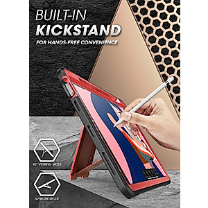 SUPCASE for iPad Air 5th Generation Case/iPad Air 4th Generation Case with Pencil Holder (Unicorn Beetle Pro), [Built-in Screen Protector & Stand] Rugged Case for iPad Air 5/4 10.9 Inch, Ruddy