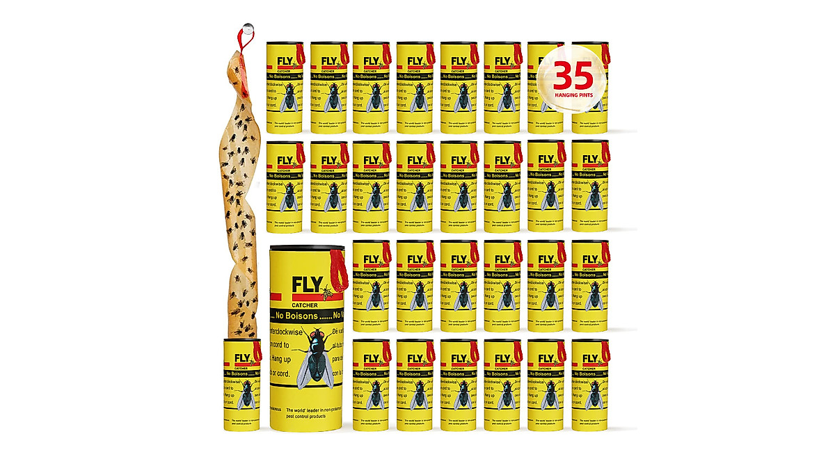 Fly Traps for Indoor & Outdoor Use - 35 Pack Sticky Fly Paper Strips