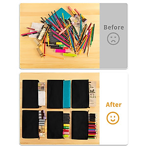 JARLINK 16 Pack Blank Canvas DIY Craft Pencil Case with Zipper, Multipurpose Traveling Toiletry Pouch Bags for School, Makeup, Cash, Office, Bill, Receipt Storage, 8.3’’ x 4.6’’ Inch (Black)