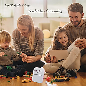 Zplumestarxx Mini Portable Small Printer Paper 6 Rolls Sticker Printer Machine Mini Printer Sticker Printer Study Printer for Pictures Photos Compatible with Android and iOS Wireless&Bluetooth Pink