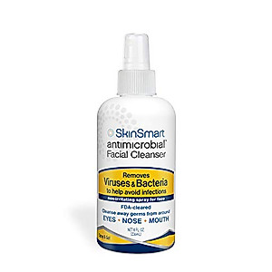 SkinSmart Antimicrobial Facial Cleanser Spray to Remove Viruses and Bacteria Around Eyes, Nose and Mouth, Fight Maskne, 8 oz Spray Non-Irritating Hypochlorous Spray