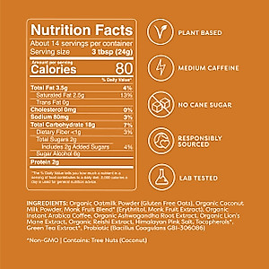 Clevr Blends Instant Coffee Latte Mix, Oat Milk Latte, 100% Arabica Beans Medium Roast Fair Trade, Superfood Creamer Powder, Mushroom Coffee SuperLatte Lion’s Mane, Reishi, Probiotics, Ashwagandha