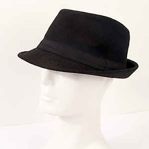 Melesh Unisex Classic Trilby Fedora Hat (Black)