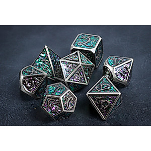 Mystical Forest of Elf DND Metal Dice Set for Dungeons and Dragons Gifts, D&D, D and D, Pathfinder, Accessories, D20, Polyhedral, Resin Dice, Metal, Dice Tray, Tower, Bag, Box