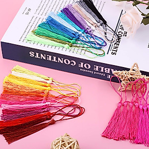 Tassels, Cridoz 120Pcs Bookmark Tassels Silky Handmade Soft Craft Mini Tassels with Loops for Bookmarks, Crafts and Jewelry Making, 30 Colors