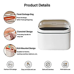 Benshukam Small Office Countertop Garbage Can Desktop Trash Can with Lid Mini Hanging Trash Can Blue Trash Can for Desk Mountable Tiny Wastebasket for Rv Dorm Freezer Laundry and More (Blue)