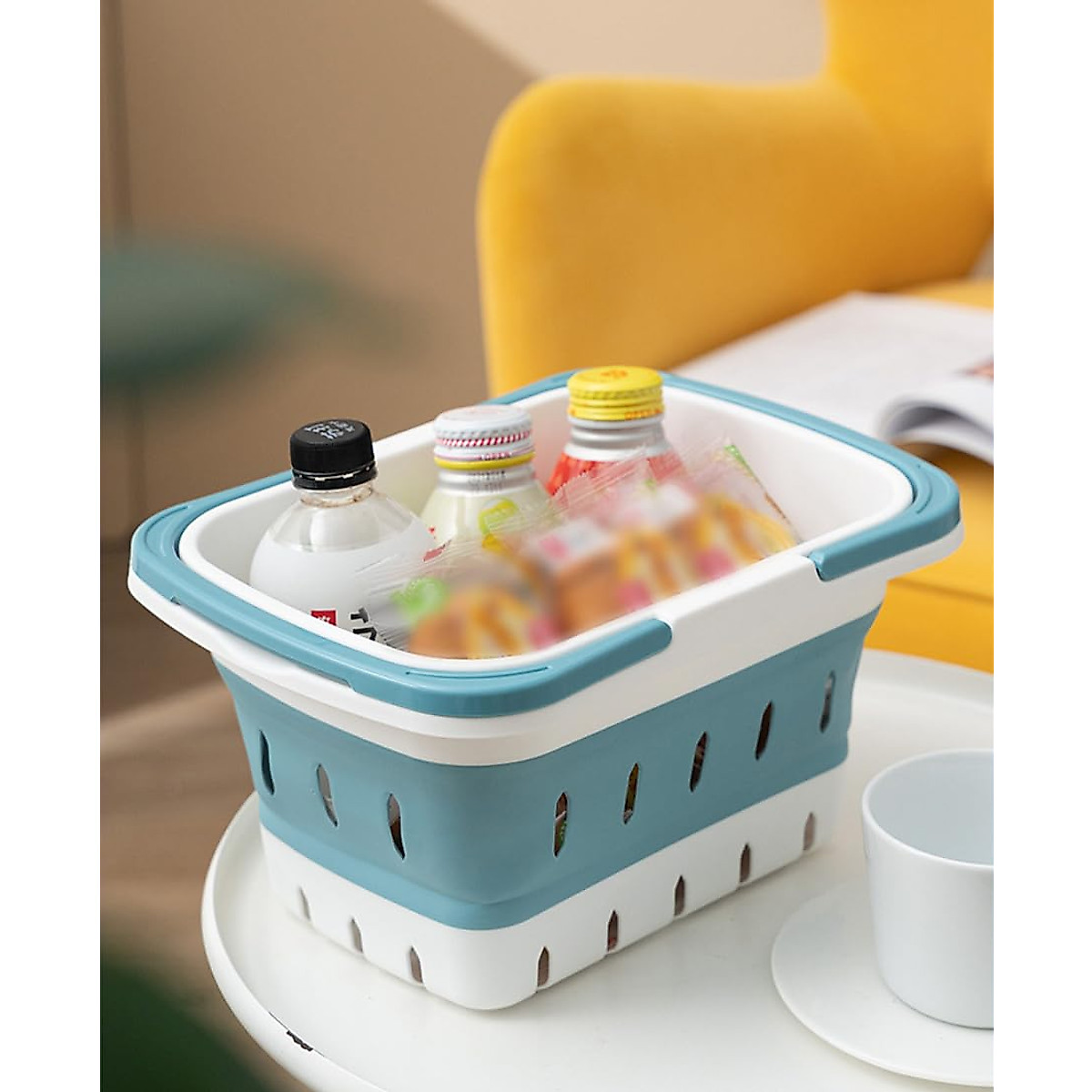 Portable Shower Caddy Bathroom Tote, Collapsible Shower Basket with Handles, Multipurpose Caddy for Cleaning Supplies Shower Gym Camper Dorm(Blue)