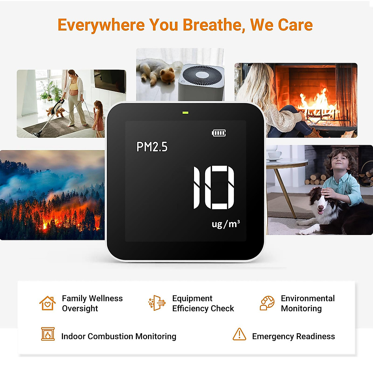 Temtop Indoor Air Quality Meters PM2.5 AQI Air Quality Monitor Home Air Testing Kit, P10