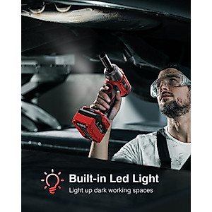 Avhrit Cordless Impact Wrench 1/2 Inch, 480Ft-lbs(650Nm) Brushless 1/2 Impact Gun w/ 2x 4.0 Batteries, Fast Charger, 4 Sockets, 6 Screws, Electric Impact Wrench for Home Car Tires