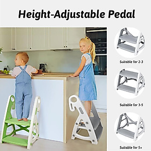 Beavtaens Potty Training Seat: 2 in 1 Design Potty Seat for Toilet & Nursery Step Stool for Sink Potty Training Toilet with Height Adjustable Ladder for Kids of All Ages (Gray)