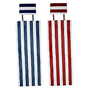 Hperu Patio Chair Replacement Fabric,Patio Chair Replacement Fabric, Folding Sling Chair Replacement Fabric with Pillowcase, Red and White Stripes Sling Chair Replacement Fabric 45x17