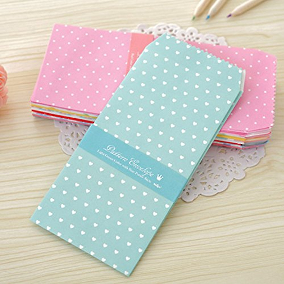 SCStyle 50 Pack Colored Envelopes 3.35 x 6.89 Inches 10 Unique Design Cute Coin invitation Gift Card Postcard Colorful Envelopes