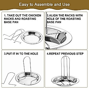 6 Pack Beer Can Chicken Holder Stainless Steel Chicken Roaster Rack Whole Chicken Roaster Stand with Pan Beer Butt Vertical Chicken Stand for Grill Oven Smoker Camping Home BBQ