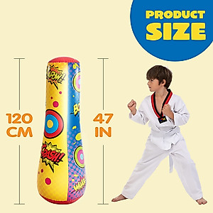 JOYIN Punching Bag for Kids, 47 Inches Kids Double-Sided Inflatable Punching Bag with Bounce-Back Action(1 Pack)