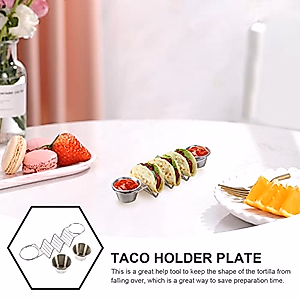 BESTonZON Taco Holder Stand with Salad Cups Stainless Steel Burritos Tortilla Cooling Stand Rack Taco Shell Holder Stand on Table Mexican Pancake Rack for Kitchen Restaurant