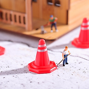 Toddmomy 50pcs Miniature Traffic Safety Cones with Reflective Collars Unbreakable PVC Orange Construction Cones for Micro Landscape Sand Table Toy