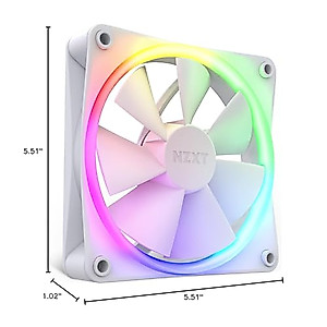 NZXT F120 RGB Fans - RF-R12SF-W1 - Advanced RGB Lighting Customization - Whisper Quiet Cooling - Single (RGB Fan & Controller Required & NOT Included) - 120mm Fan - White