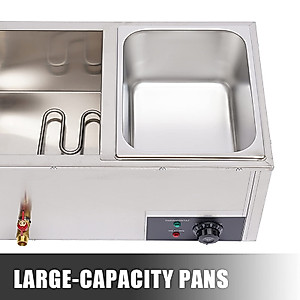 110V 2-Pan Commercial Food Warmer,850W Electric Steam Table Adjustable Temperature,Professional Stainless Steel Buffet Bain Equipment for Catering Restaurant