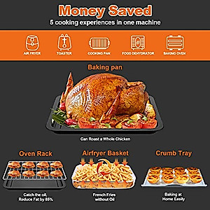 GeekChef Air Fryer Oven, 24.5QT Toaster Oven Air Fryer Combo with 4 Accessories, Large Convection Ovens Countertop, 100 Online Recipes, Black