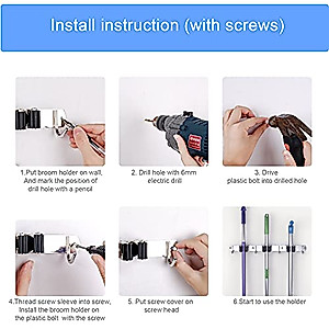 Bugu Bird Broom organizer wall mount，2pcs Mop and Broom Holder Wall Mount ,broom hanger ,Stainless Steel Heavy Duty Hooks Self Adhesive Hanger for Home Goods（ Grey