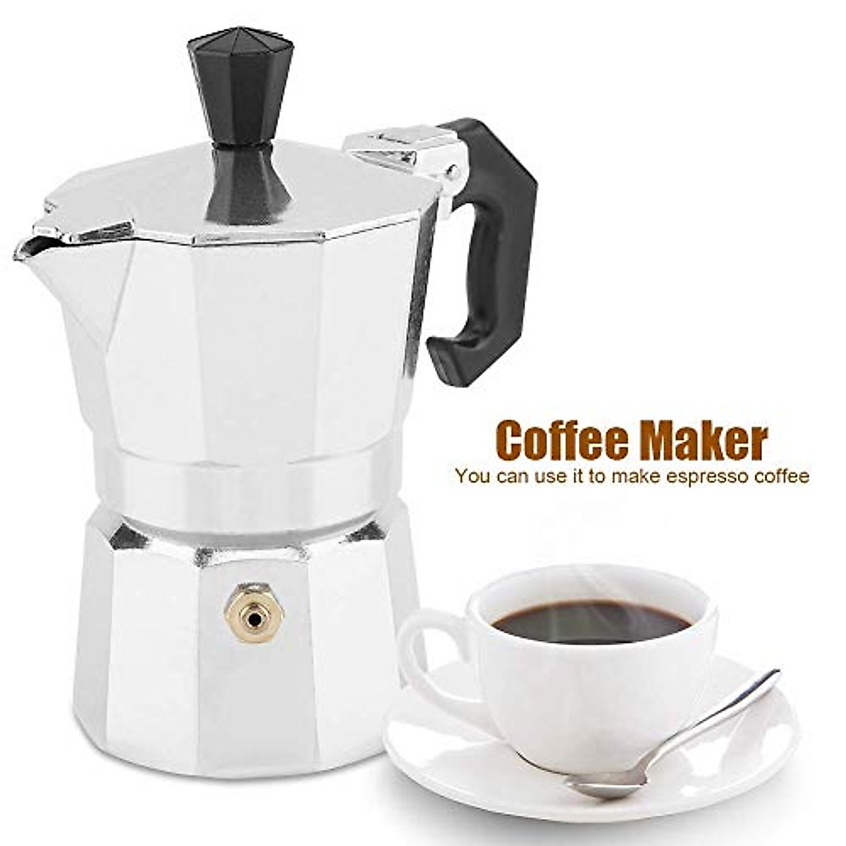30mL 1 Cup Aluminum Italian Type Moka Pot Espresso Coffee Maker Stove Home Office Use on Gas or Electric Stove